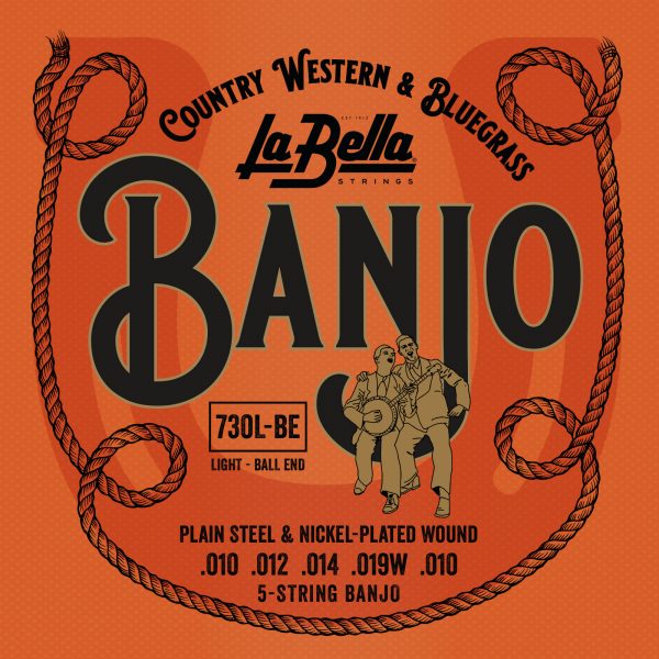La Bella 730L-BE 5-String Banjo, Nickel Plated, Light 10-10, Ball-Ends ...